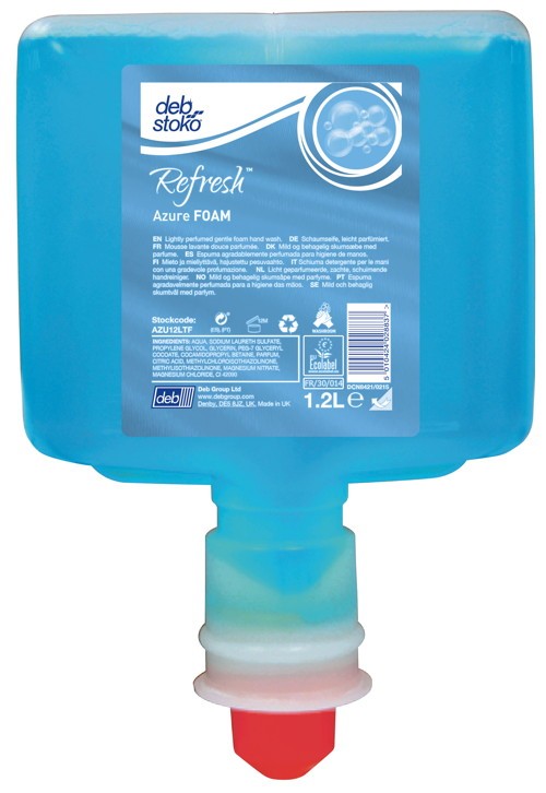 DEB FOAM HAND SOAP AZURE MILD 1.2L 3/CTN (FOR TF DISPENSER) – KLEANKING